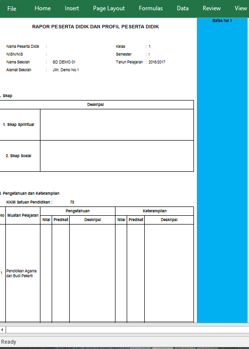 Aplikasi Rapor Kurikulum 2013 SD/MI v.2017 (Excel) – Source Code dan ...